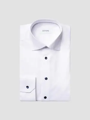 Eton Slim-fit Twill Dress Shirt With Navy Details