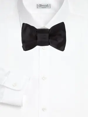 Charvet Silk Satin Bow Tie - Black