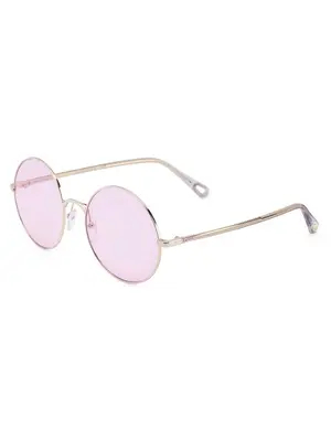 Chloé 56mm Round Sunglasses With Clip-on Aviator Lenses