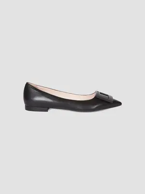 ROGER VIVIER Gommettine Leather Flats - Black
