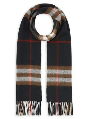 Burberry The Classic Giant Check Cashmere Scarf Black Brown