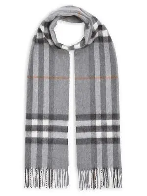 Burberry Men's The Classic Giant Check Cashmere Scarf - Dark Navy - Grey