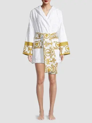 Versace Barocco Wrap Robe - Bianco