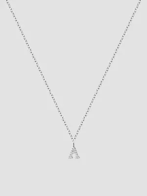 Meira T 14k White Gold Diamond Intial Pendant Necklace Initial A