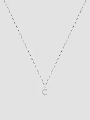 Meira T 14k White Gold Diamond Intial Pendant Necklace Initial C