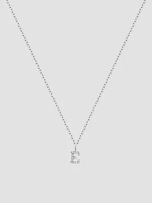 Meira T 14k White Gold Diamond Intial Pendant Necklace Initial E