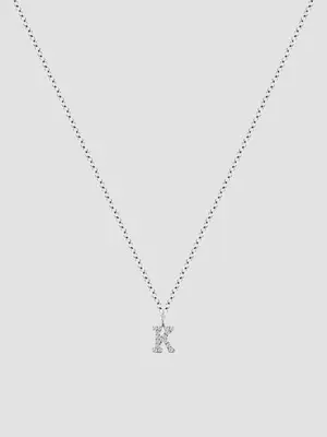 Meira T 14k White Gold Diamond Intial Pendant Necklace Initial K