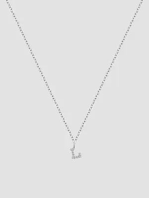 Meira T 14k White Gold Diamond Intial Pendant Necklace Initial L
