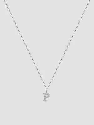 Meira T 14k White Gold Diamond Intial Pendant Necklace Initial P