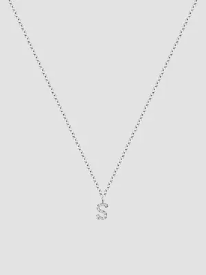 Meira T 14k White Gold Diamond Intial Pendant Necklace Initial S