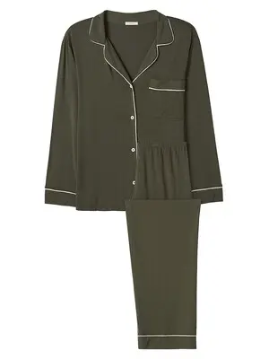 Eberjey Gisele Long Pajama Set Avocado Antique Rose