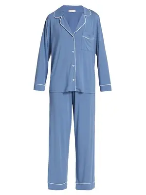 Eberjey Gisele Long Pajama Set Denim Ivory
