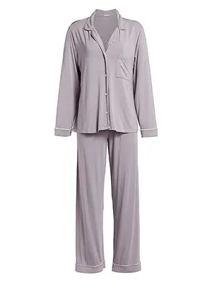 Eberjey Gisele Long Pajama Set Dusk Ivory