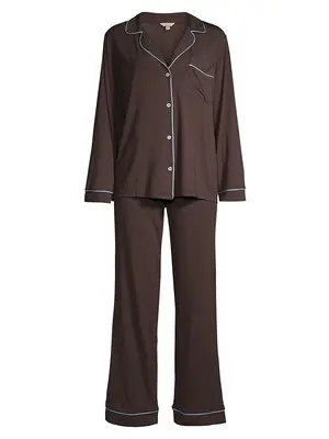 Eberjey Gisele Long Pajama Set Java Vista Blue