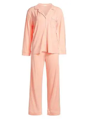 Eberjey Gisele Long Pajama Set Melocoton Ivory