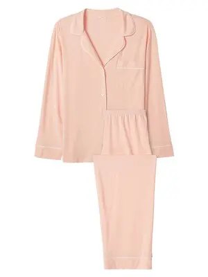 Eberjey Gisele Long Pajama Set Misty Rose Ivory