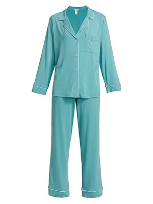 Eberjey Gisele Long Pajama Set Ocean Bay Ivory