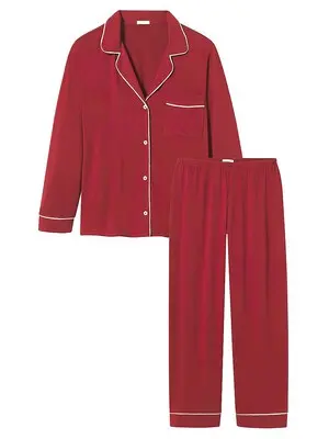 Eberjey Gisele Long Pajama Set Sangria Bone