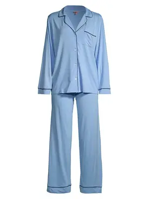 Eberjey Gisele Long Pajama Set Vista Blue Java