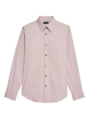 Theory Sylvain Wealth Poplin Long-sleeve Shirt Thistle