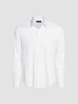 Theory Sylvain Wealth Poplin Long-sleeve Shirt White