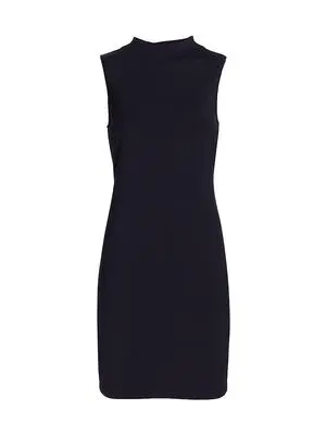 Theory Double-Knit Jersey Sheath Dress - Black Navy A29