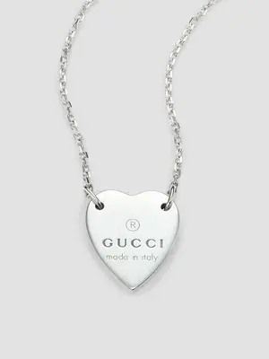 Gucci Sterling Signature Heart Pendant Necklace - Silver