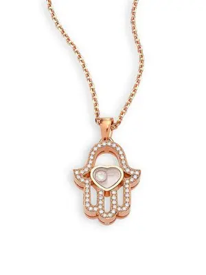 Chopard Happy Diamonds Pave Hamsa Hand Diamond & 18k Pendant Necklace - Rose Gold