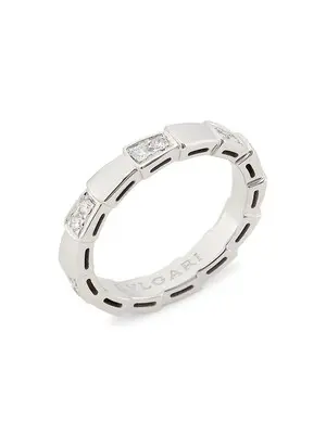 BVLGARI Serpenti Viper 18k & Pavè Diamond Ring - White Gold