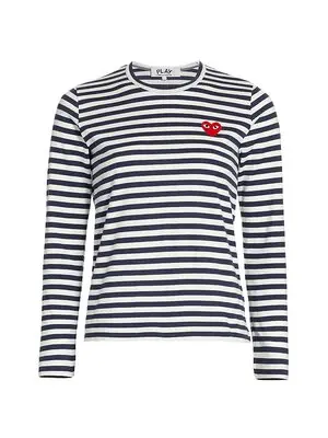 Play Comme Des Garcon Long-sleeve Striped T-shirt - Navy White