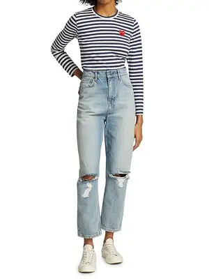 Play Comme Des Garcon Long-sleeve Striped T-shirt - Navy White