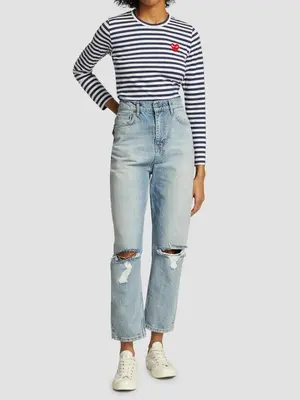 Play Comme Des Garcon Long-sleeve Striped T-shirt - Navy White