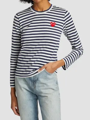 Play Comme Des Garcon Long-sleeve Striped T-shirt - Navy White