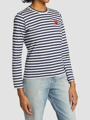 Play Comme Des Garcon Long-sleeve Striped T-shirt - Navy White