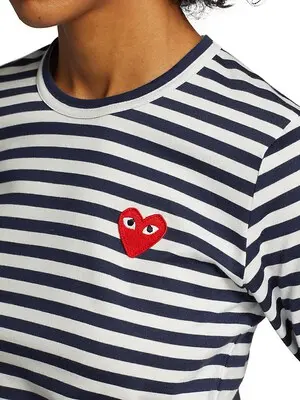 Play Comme Des Garcon Long-sleeve Striped T-shirt - Navy White