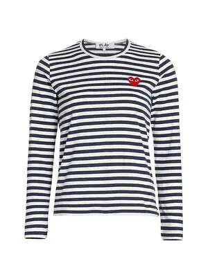 Play Comme Des Garcon Long-sleeve Striped T-shirt - Navy White