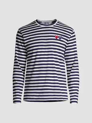 Play Comme Des Garcon Two Hearts Cotton T-shirt