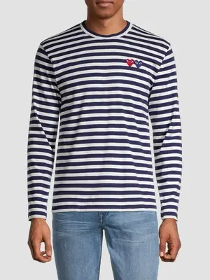 Play Comme Des Garcon Two Hearts Cotton T-shirt