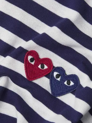 Play Comme Des Garcon Two Hearts Cotton T-shirt