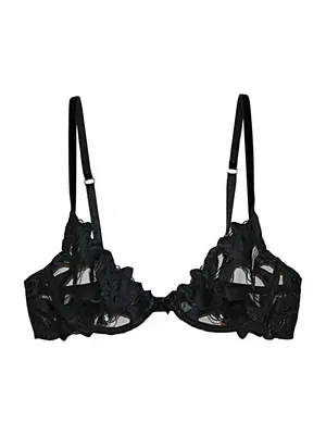 FLEUR DU MAL Lace Plunge Demi Bra - Black