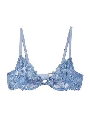 FLEUR DU MAL Lace Plunge Demi Bra Denim