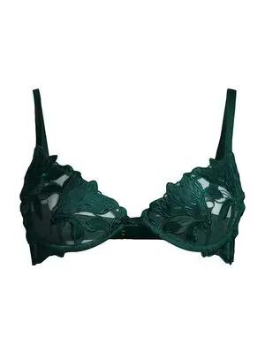 FLEUR DU MAL Lace Plunge Demi Bra Evergreen