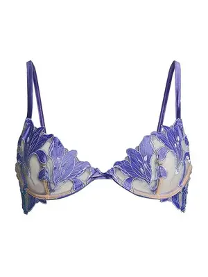 FLEUR DU MAL Lace Plunge Demi Bra Periwinkle