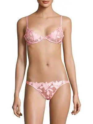 FLEUR DU MAL Lace Plunge Demi Bra Pink Lady