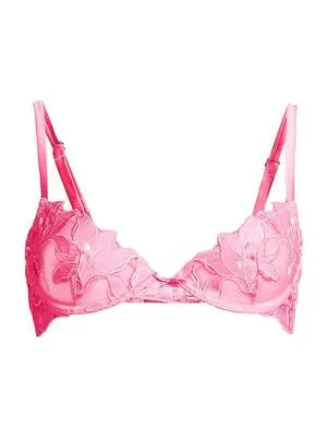 FLEUR DU MAL Lace Plunge Demi Bra Pink Lemon