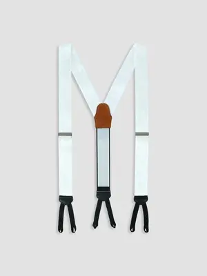 Trafalgar Banbury Paisley Silk Suspenders - White