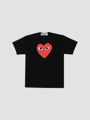 Play Comme Des Garcon Heart Graphic T-shirt - Black