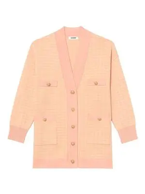 Sandro Women's Dane Oversized Houndstooth Cardigan - Salmon  - Salmon