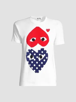 Play Comme Des Garcon Polka Dot Heart T-shirt - White