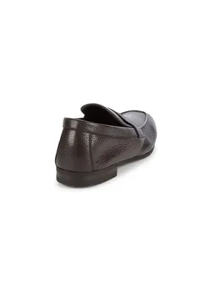 John Lobb Thorne Pebble-grained Leather Penny Loafers - Dark Brown
